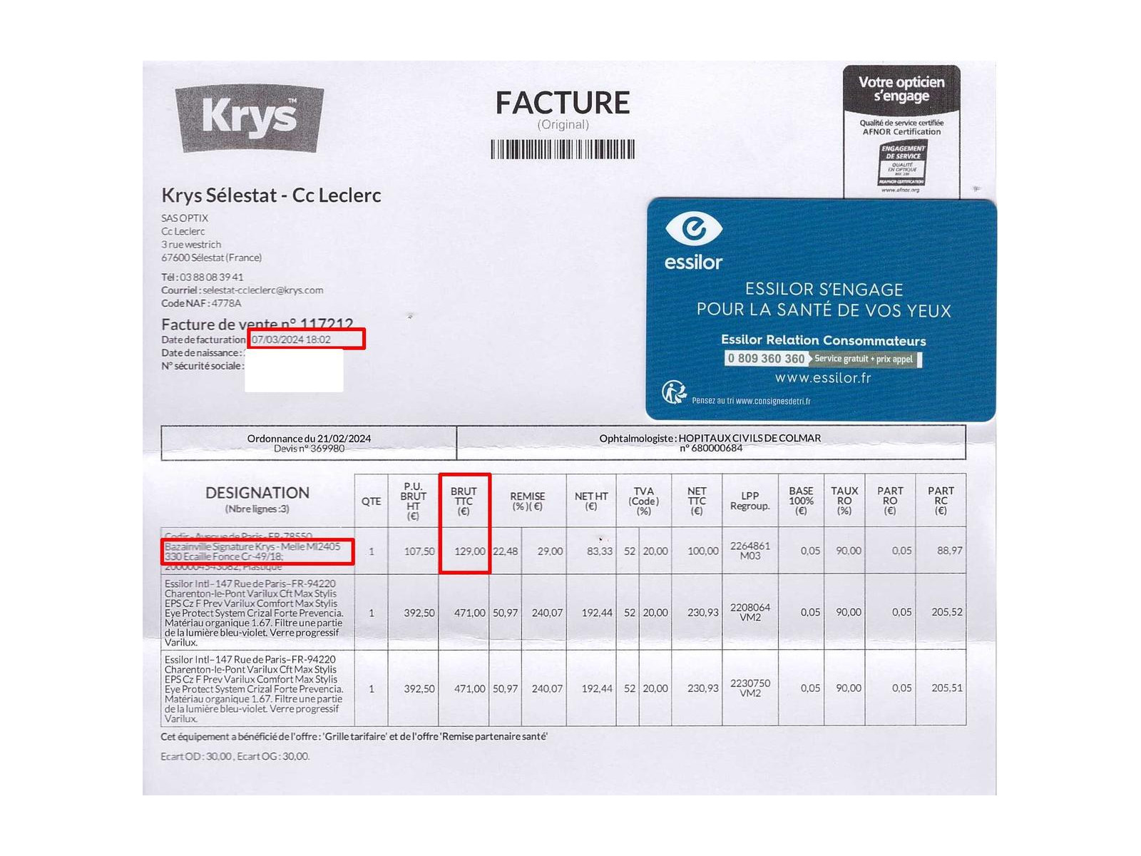 Lunettes de vue Krys Signature - ML2405 Ecaille foncée Femme